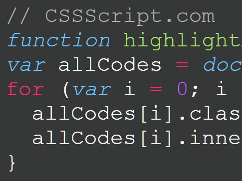 Tiny JavaScript Syntax Highlighter | CSS Script