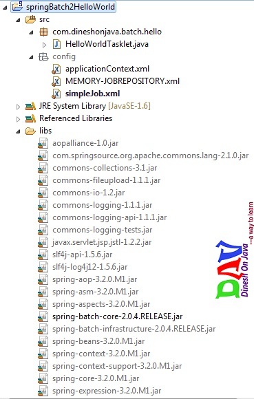 Hello World With Spring Batch 2.0.x - Dinesh on Java