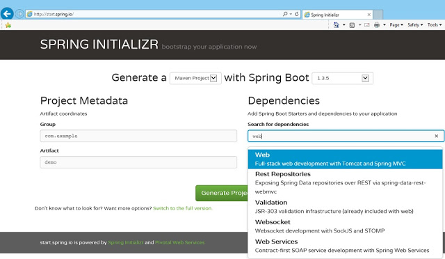 Spring Boot Initializr Web Interface and Examples - Dinesh on Java