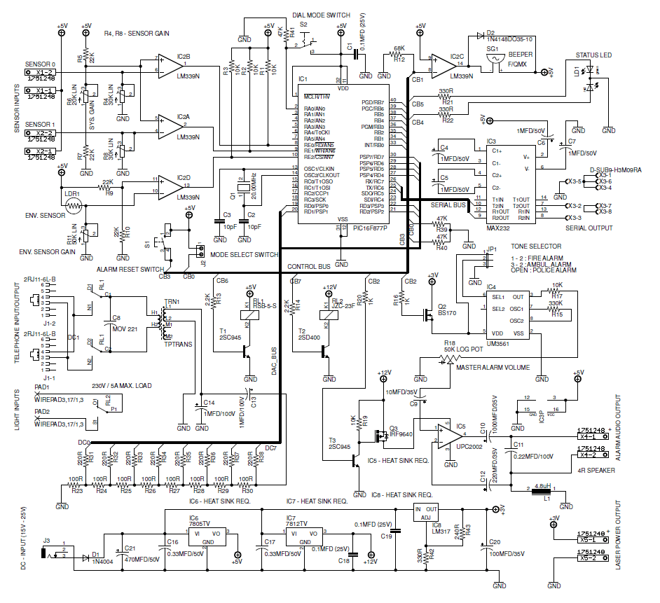 Security Alarm System Schematic Diagram