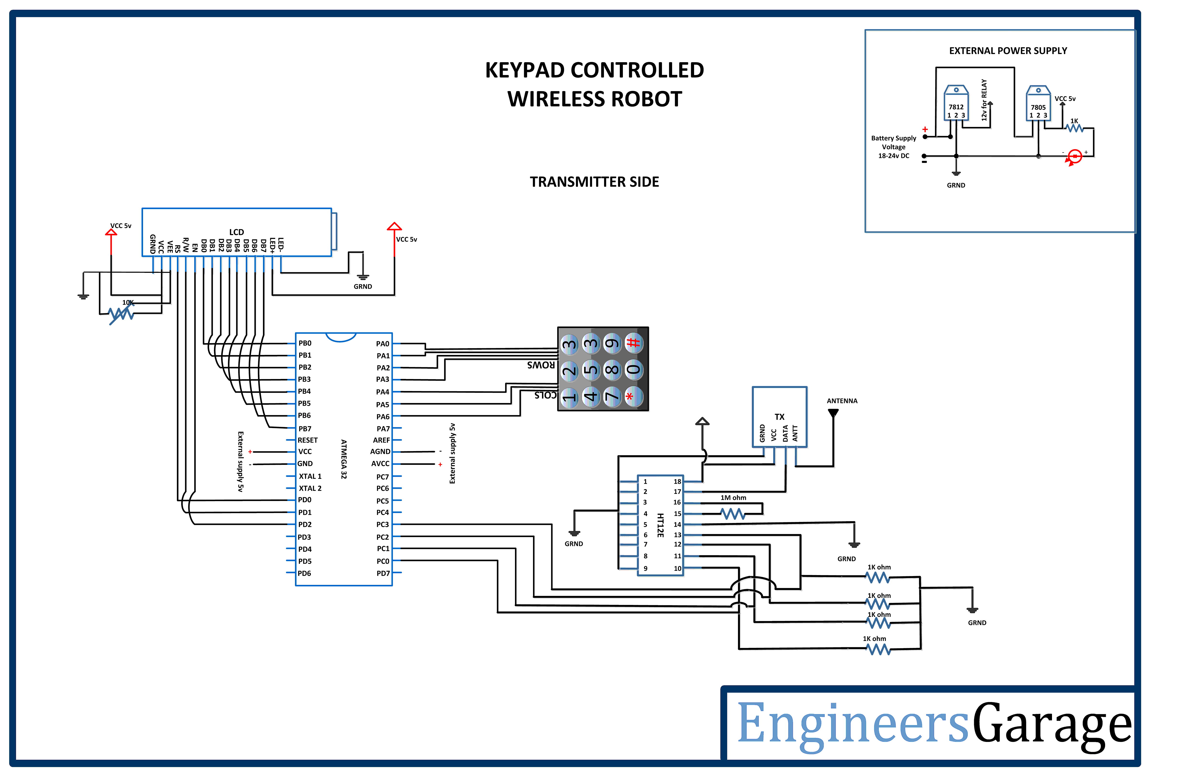Line Follower Robot Circuit Diagram Using Atmega32