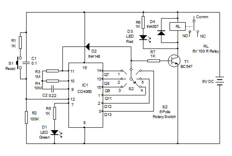 Simple Delay Circuit Schematic - Circuit Diagram