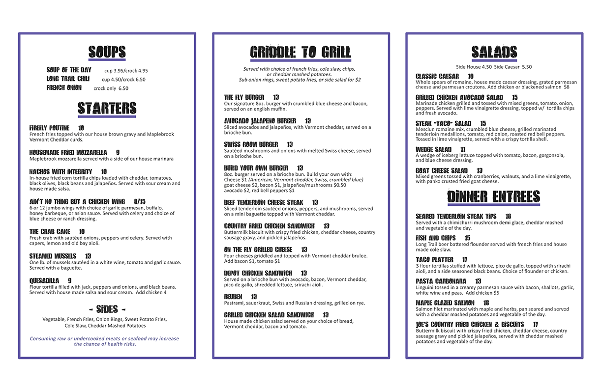 Firefly Restaurant, 575 Depot Street, Manchester Ctr., VT 802.362.3721 ...