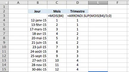 Comment calculer le trimestre courant avec Excel - Formule Excel