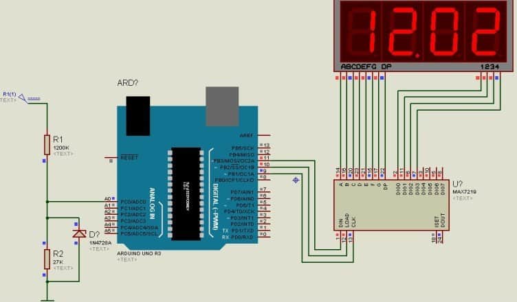 0-50V DC Voltmeter using Arduino & Seven Segement Display