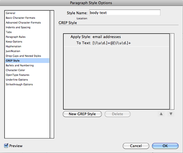 Using GREP styles in InDesign
