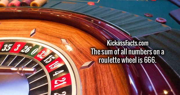 The sum of all the numbers on a roulette wheel is 666 | The Fact Base