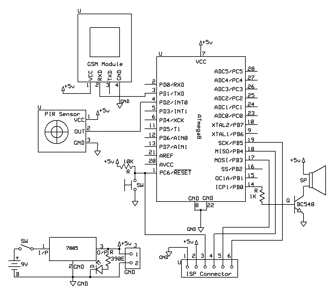 Gsm Based Car Security System Circuit Diagram