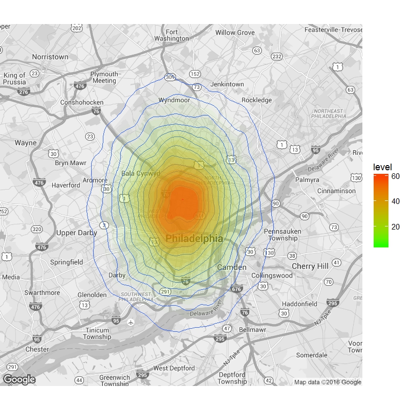 Geographical Heat Maps in R