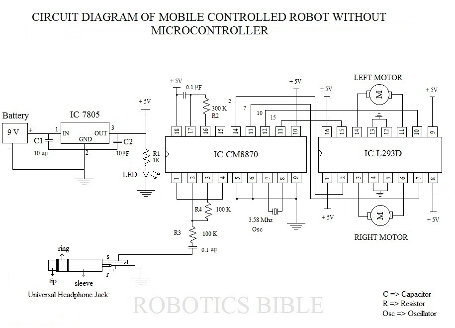 Dtmf Controlled Robot Without Microcontroller Circuit Diagram
