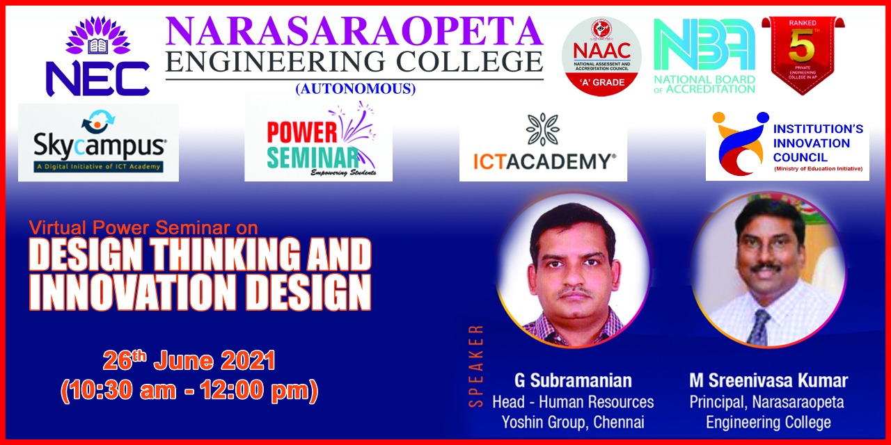 NEC conducted A Virtual Power seminar on Design Thinking and Innovation ...