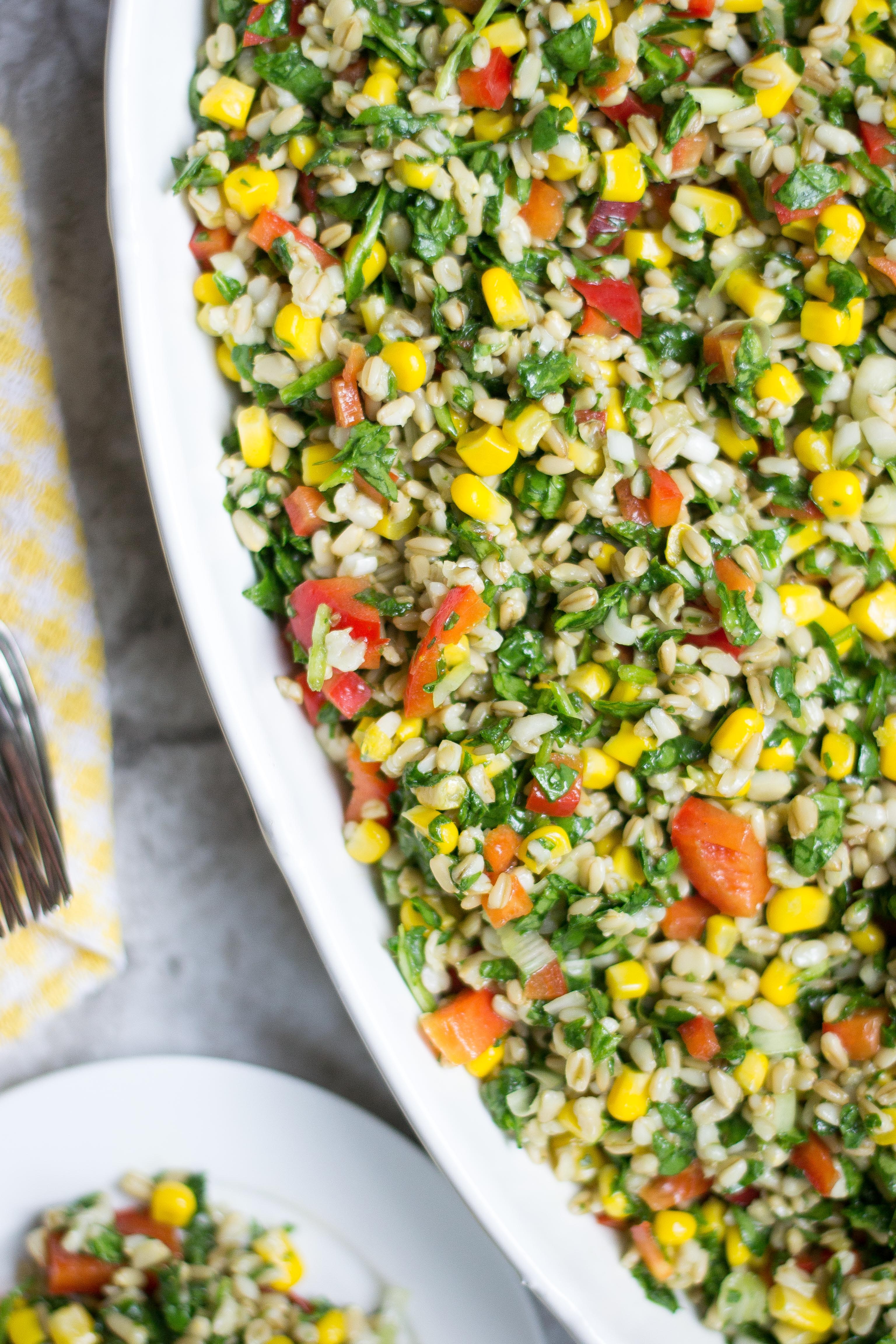 Oat Berry Spinach Salad - Queen of My Kitchen