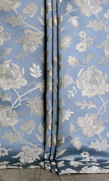 'Jazz' Bespoke Patterned Fabric Sample (Indigo Blue/ Gr-eige)