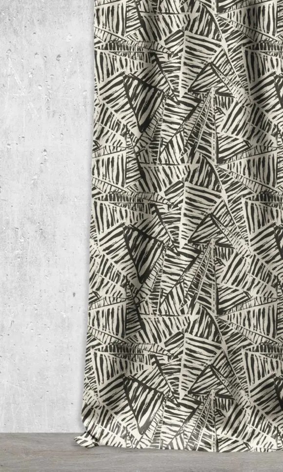 'Abstract Mood' Printed Roman Shades (Black/ Milky White)