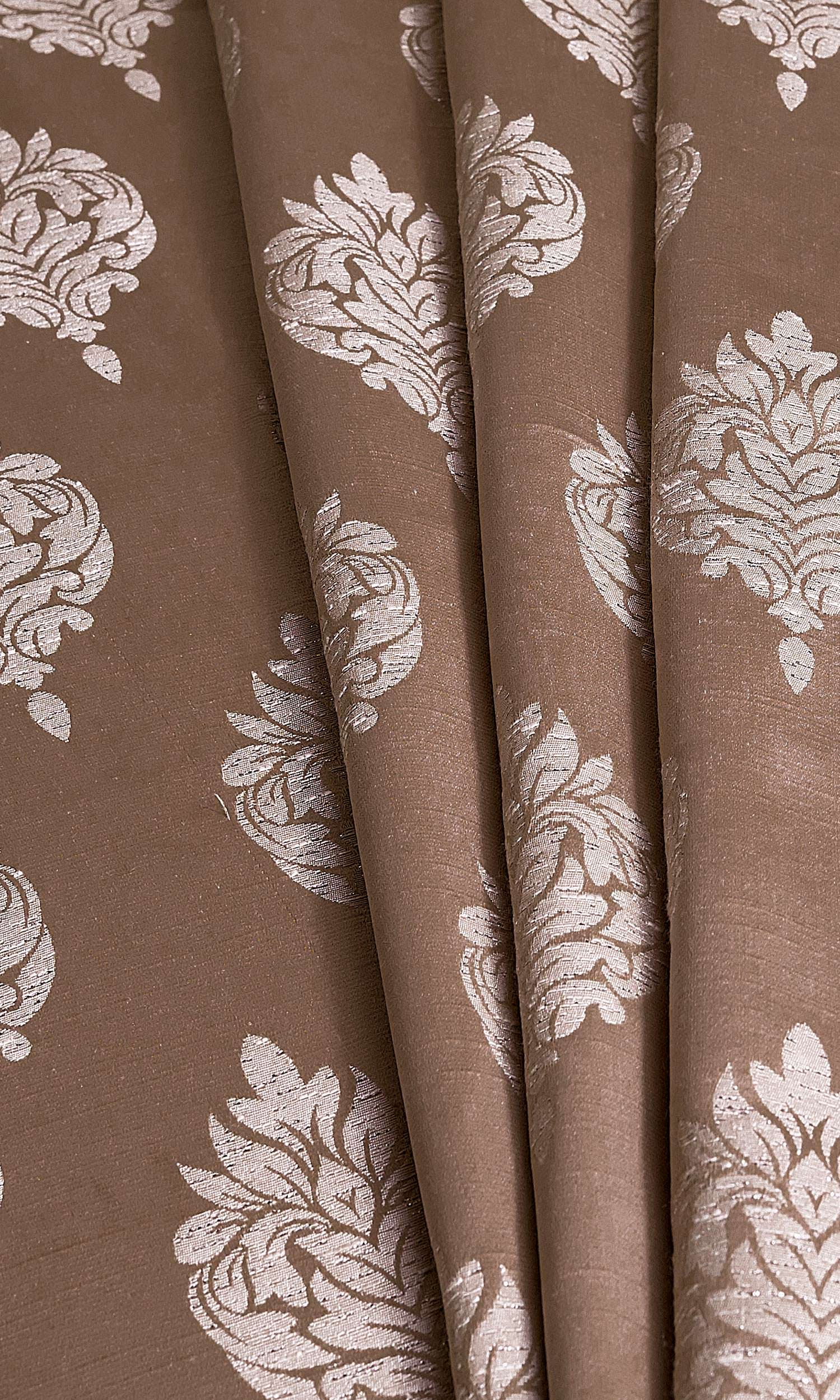 'Ferentino' Self-Patterned Damask Roman Shades (Brown)