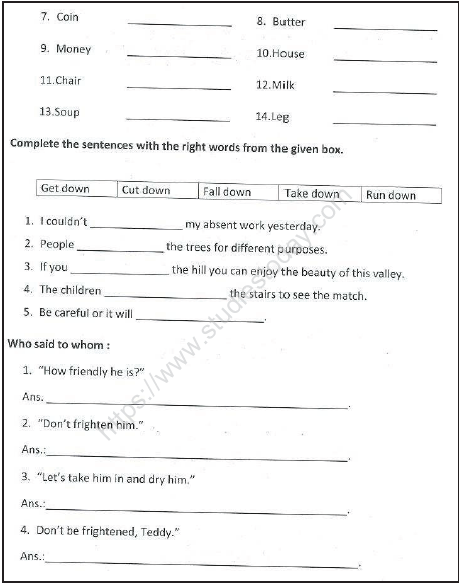 cbse class 3 english sample paper set q - english exam paper class 3 ...