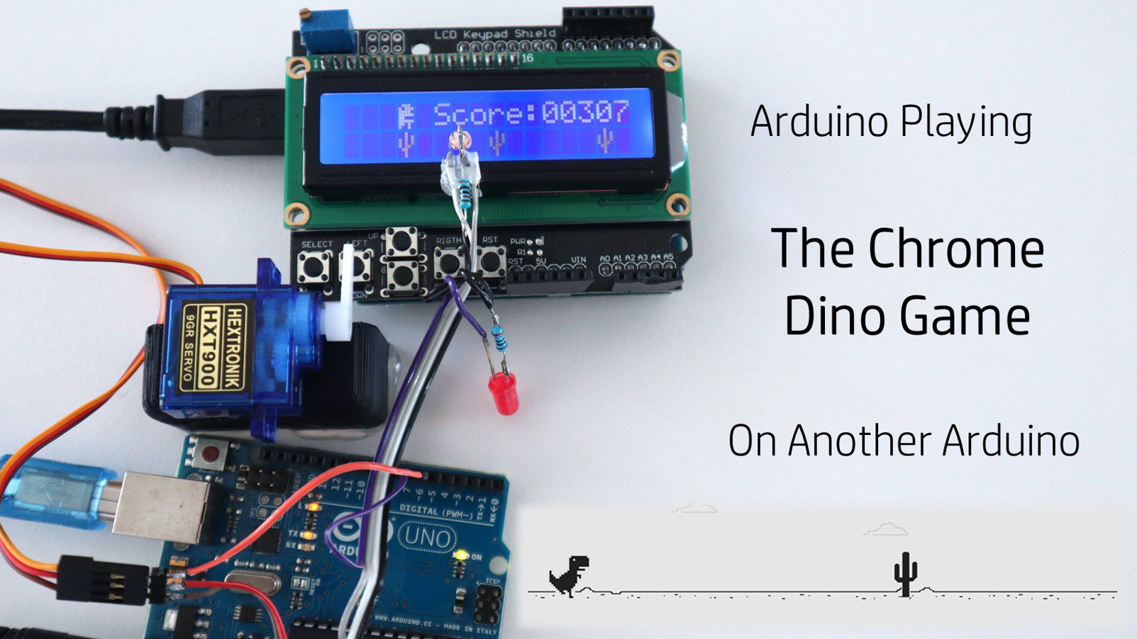 An Arduino Playing The Chrome Dino Game On Another Arduino | The DIY Life
