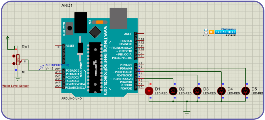 Water Level Controller Using 8051 Microcontroller Circuit Diagram 0888