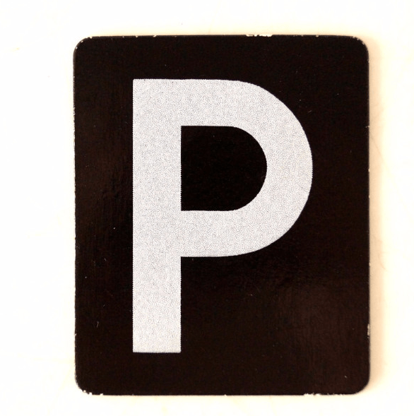 Vintage Alphabet Letter "P" Card with Textured Surface in Black and ...