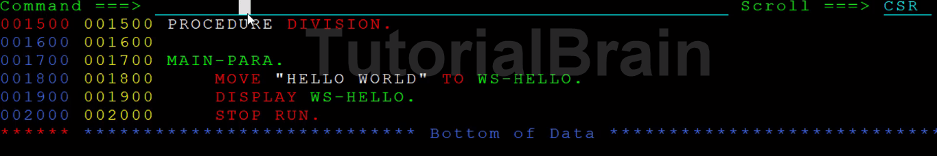 Structure Of Cobol Program Example — Tutorialbrain