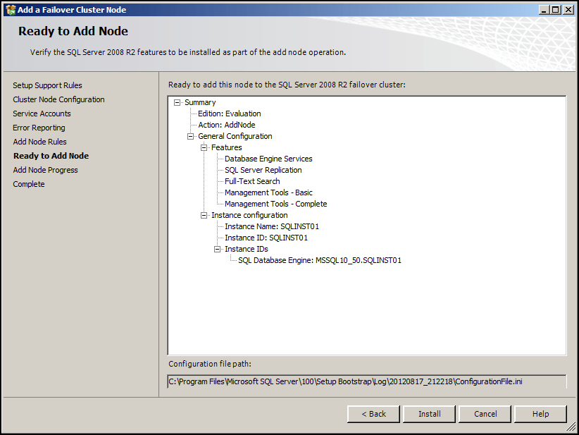 Adding a node to a SQL Server 2008 R2 Failover Cluster using Server ...