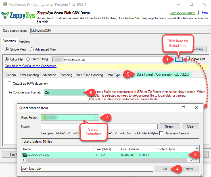 Import Azure Blob Files Into Sql Server Csvjsonxml Driver Zappysys Blog