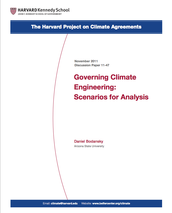 Governing Climate Engineering: Scenarios for Analysis • Zero Geoengineering